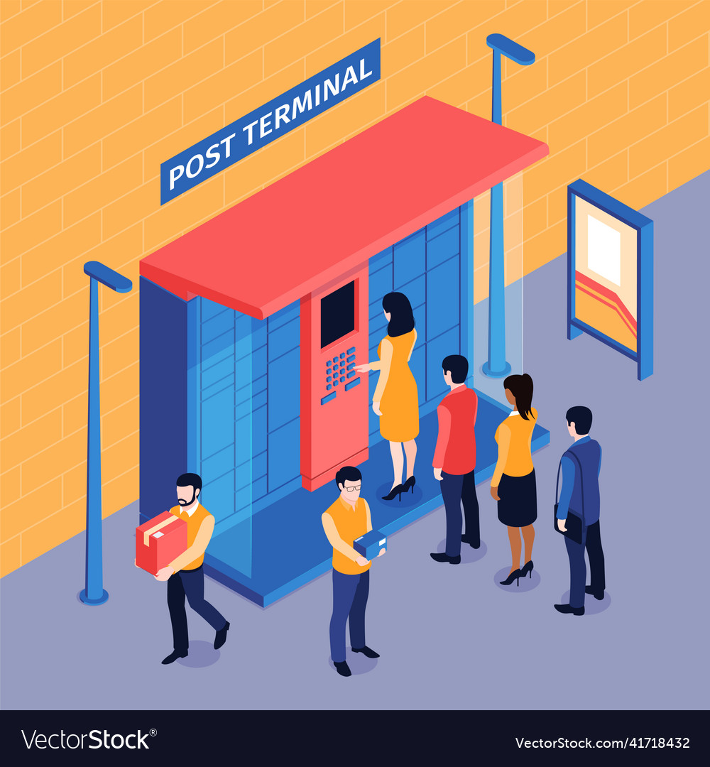 Post terminal queue composition Royalty Free Vector Image