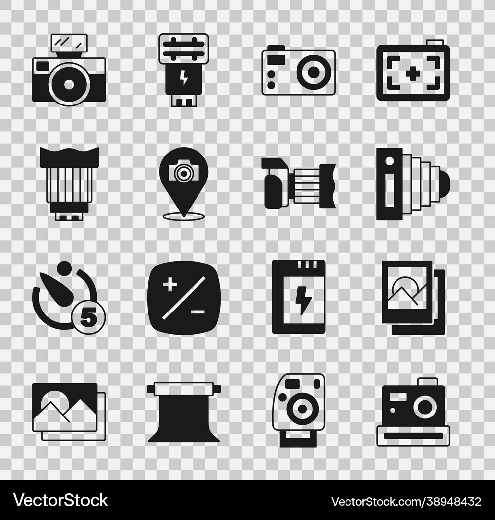Set photo camera frame camera photo lens Vector Image