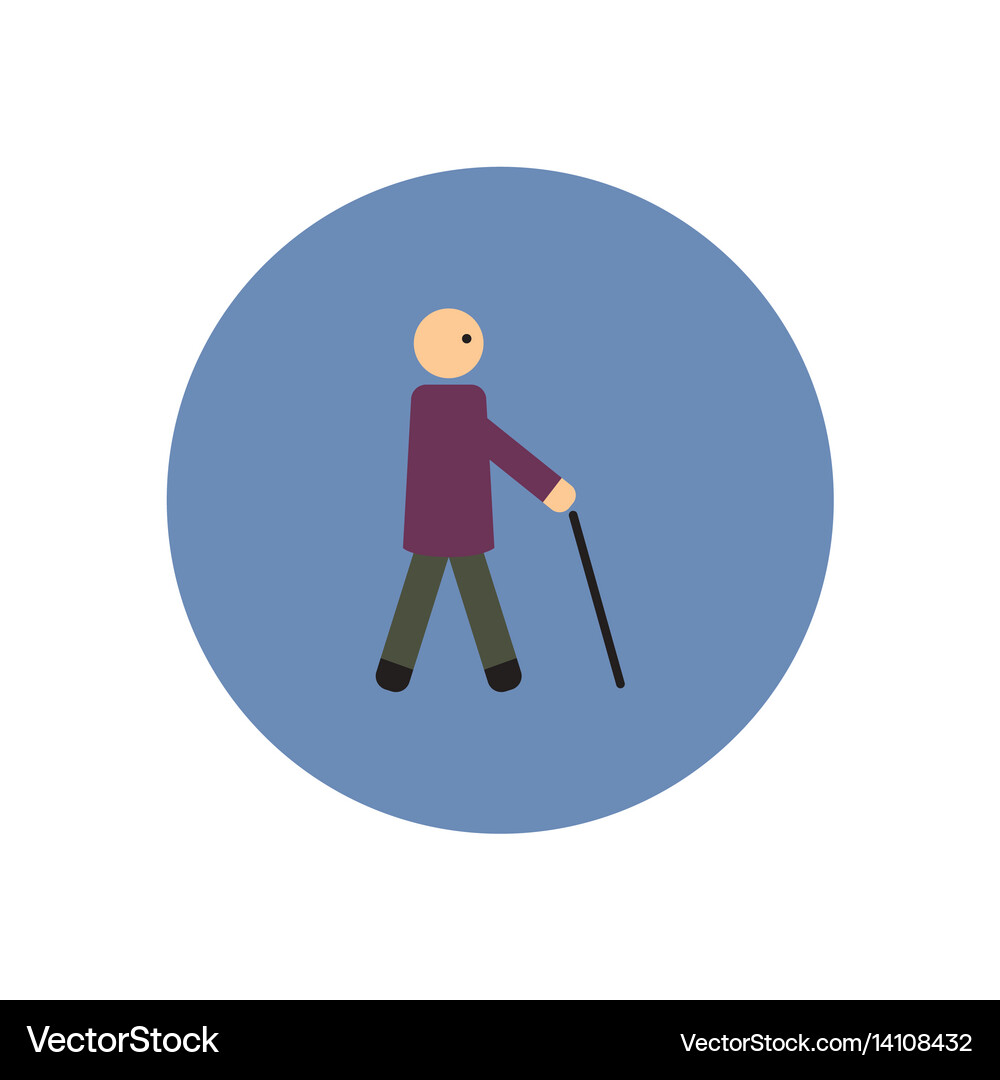 Stylish icon in color circle man with stick Vector Image