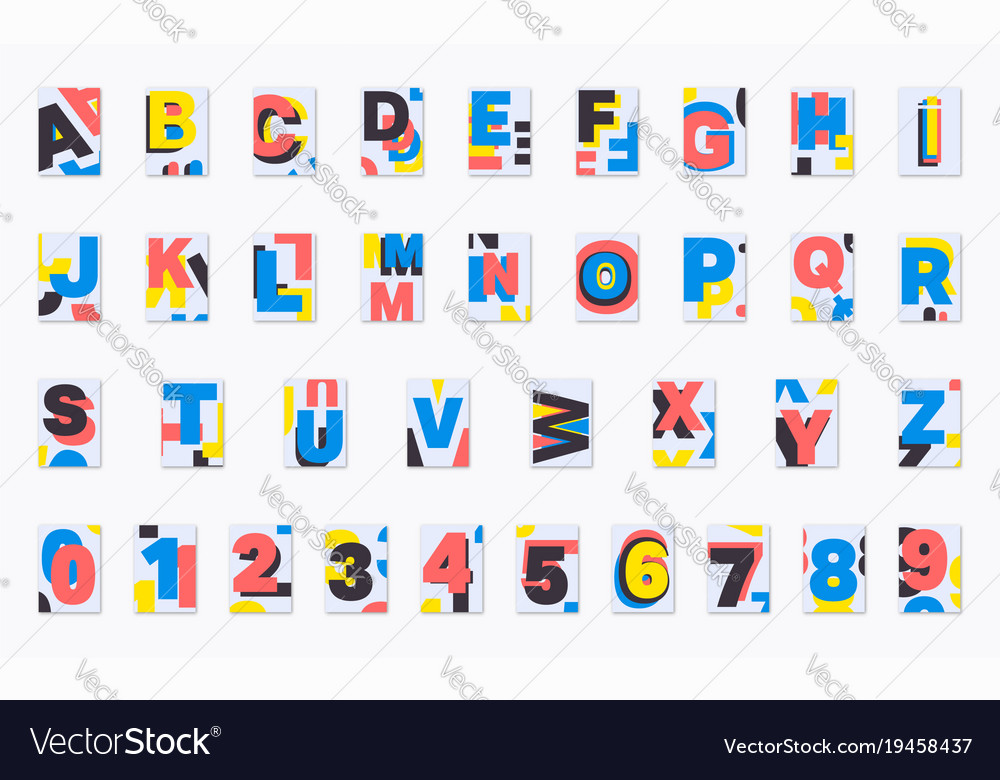 Alphabet poster font design set of numbers Vector Image
