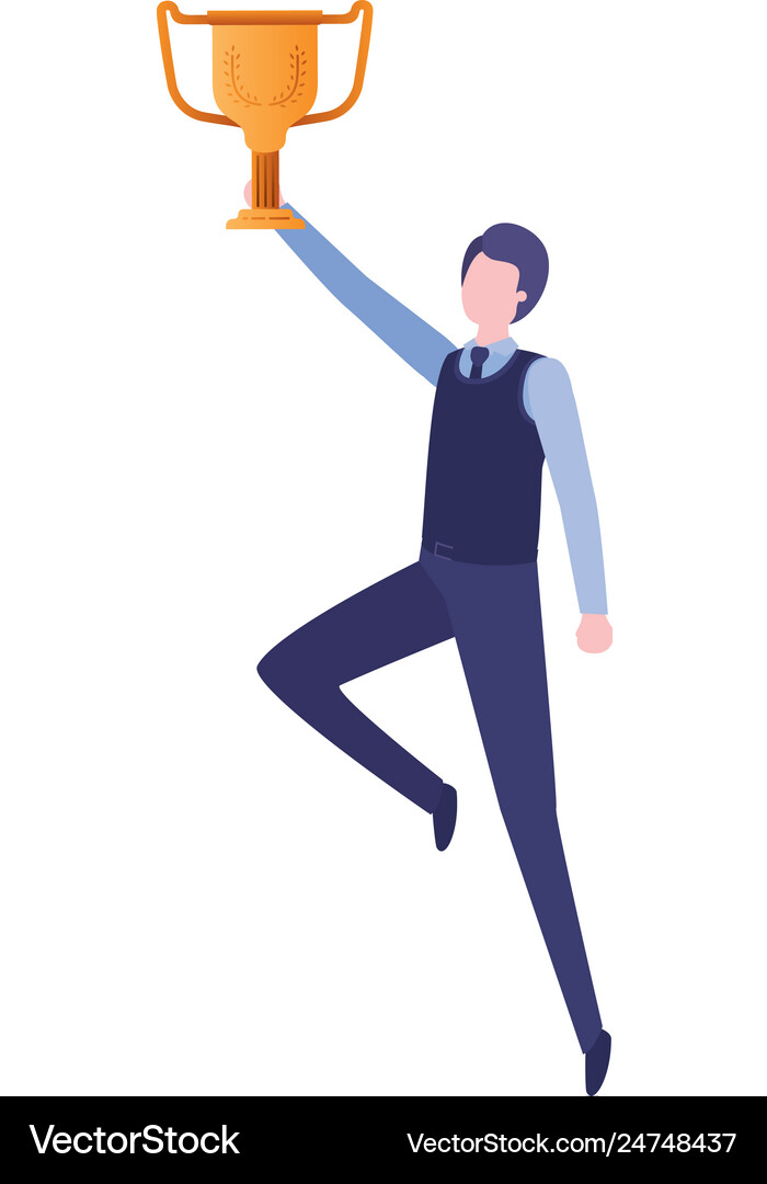 Businessman with trophy avatar character Vector Image