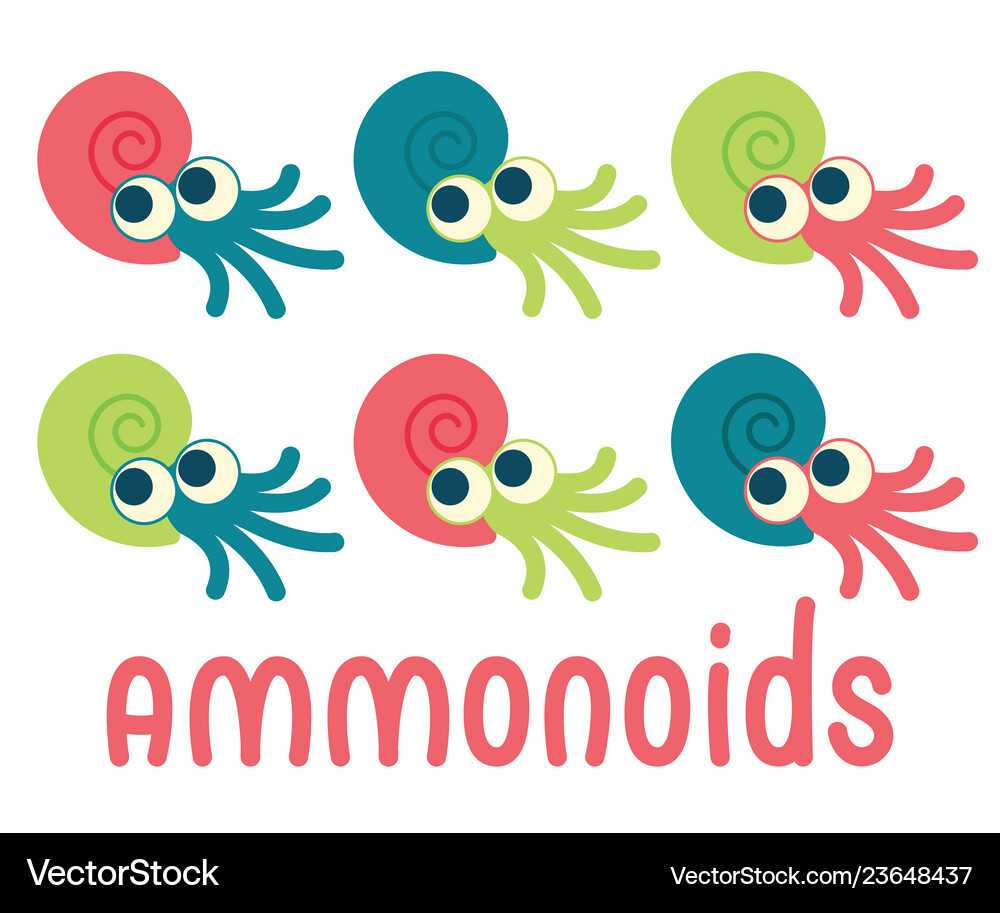 Cute ammonoids of prehistoric Royalty Free Vector Image