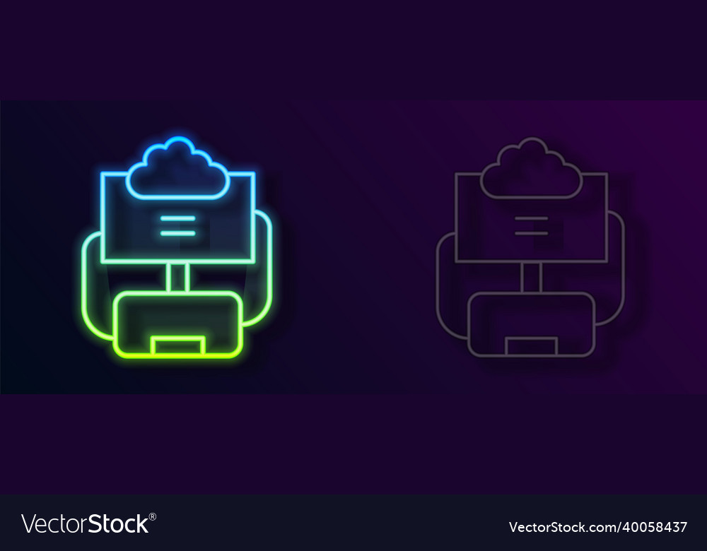 Glowing neon line cloud database icon isolated Vector Image