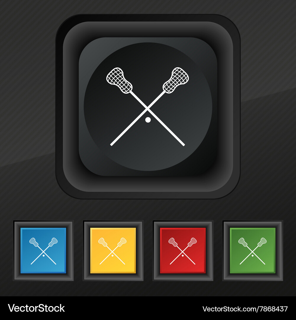 Lacrosse sticks crossed icon symbol set five Vector Image