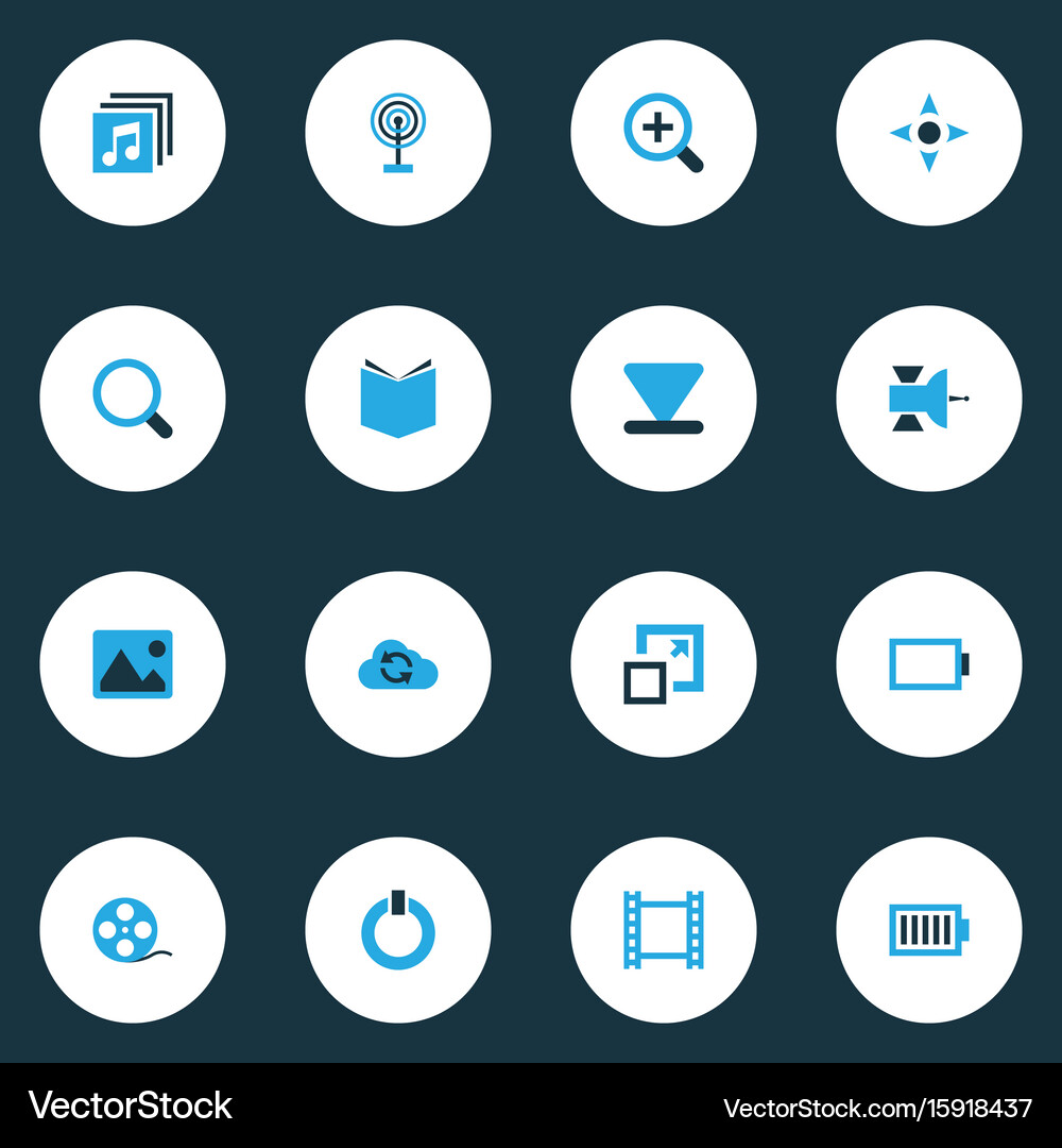 Multimedia colorful icons set collection Vector Image
