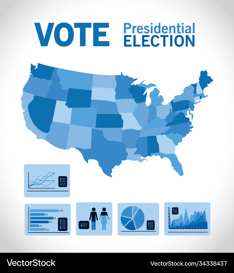 Presidential election vote with blue map Vector Image