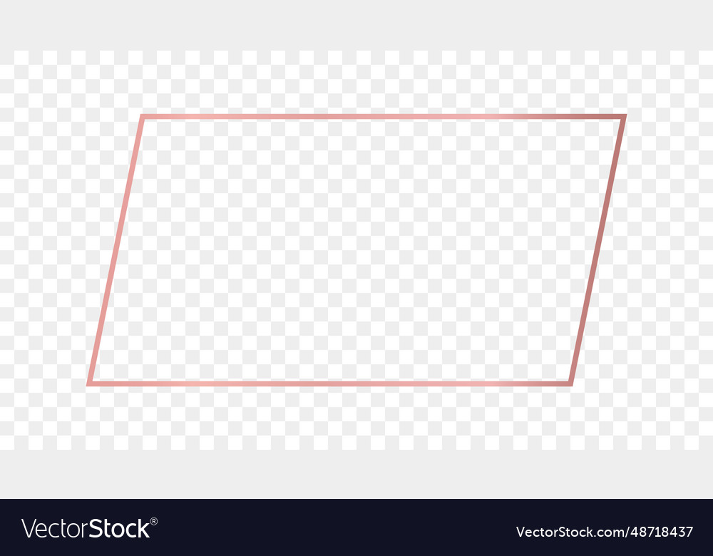 Rose gold glowing rectangular shape frame Vector Image