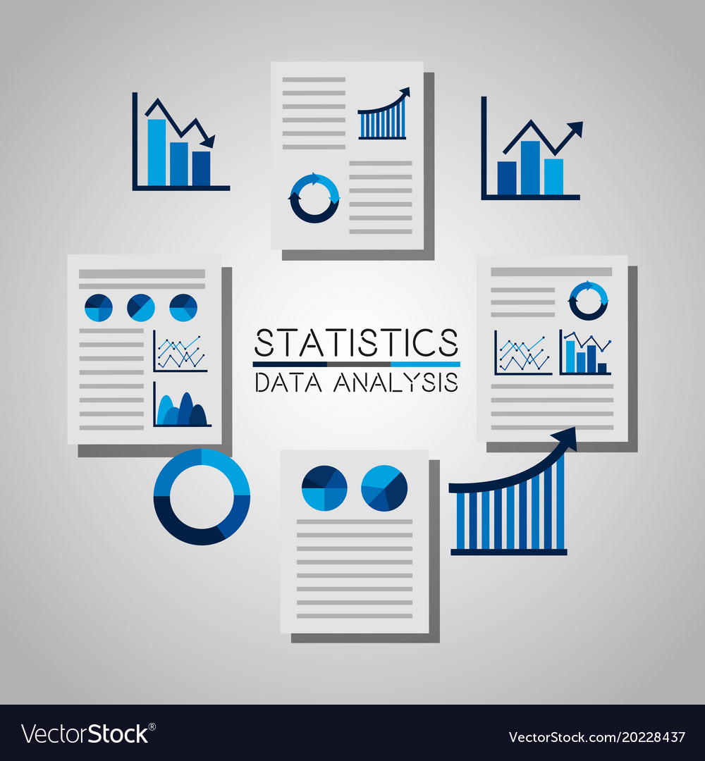 Statistics data analysis documents file chart Vector Image