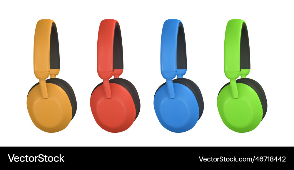 3d realistic colour headphone in plastic cartoon Vector Image