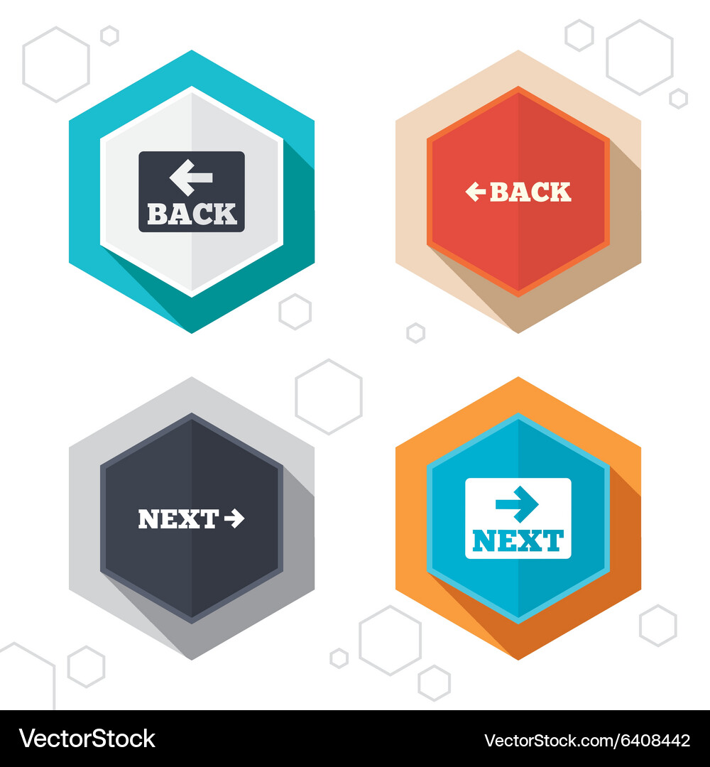 Back and next navigation signs arrow icons Vector Image