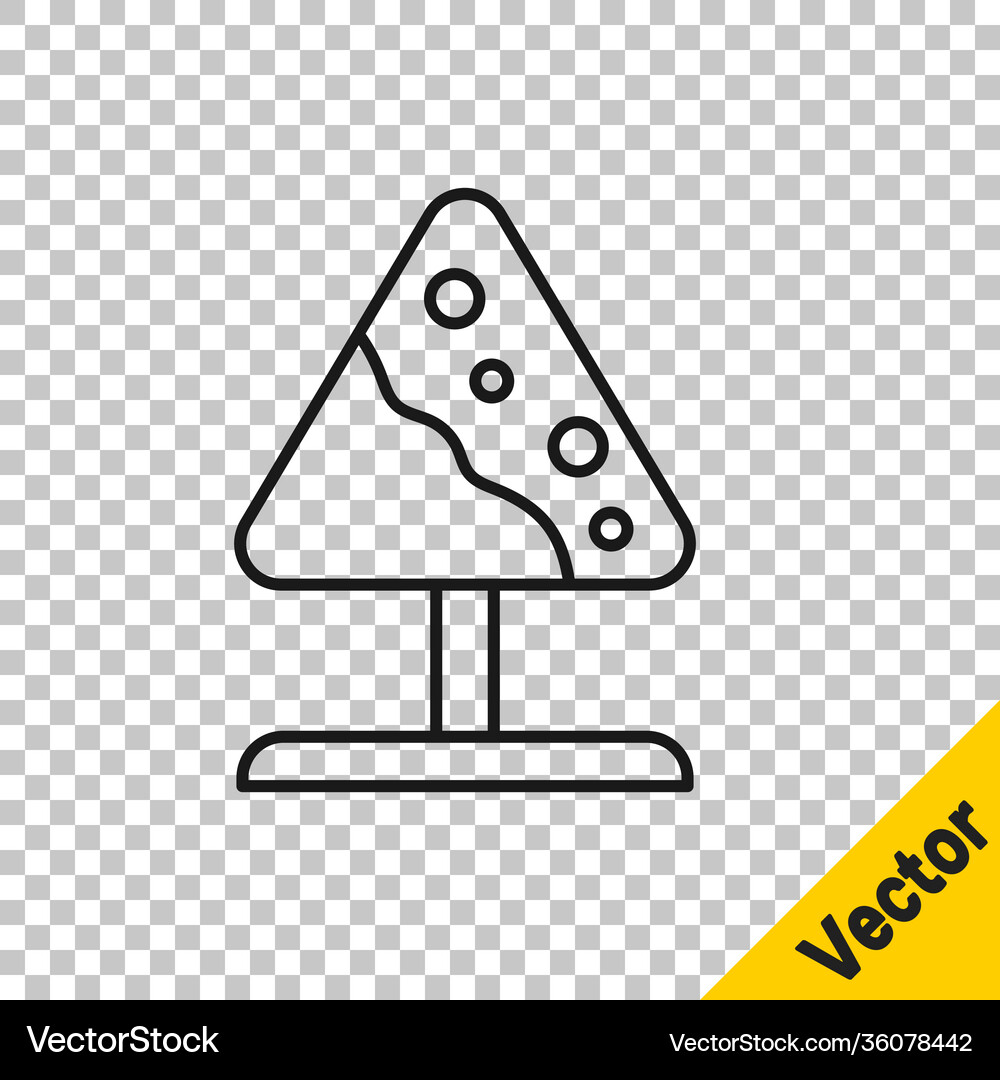 Black line road sign avalanches icon isolated Vector Image