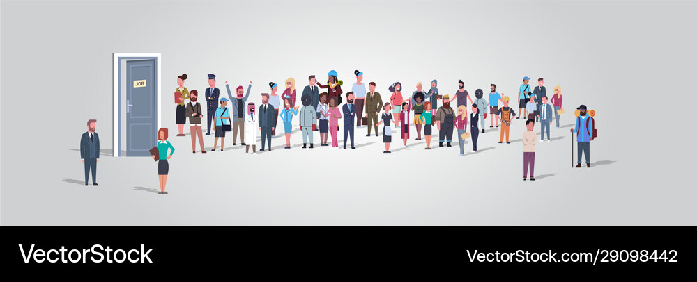 Businesspeople candidates standing in line queue Vector Image