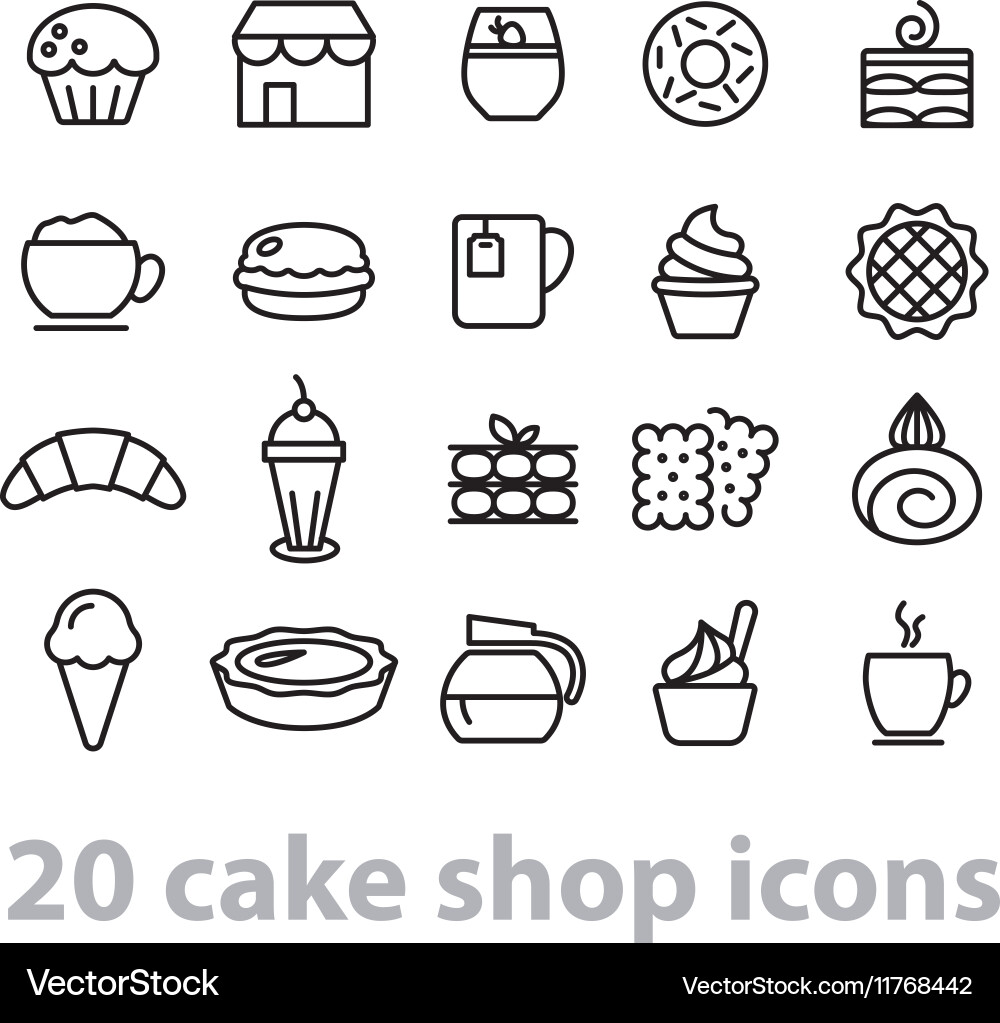 Cake shop icons collection Royalty Free Vector Image