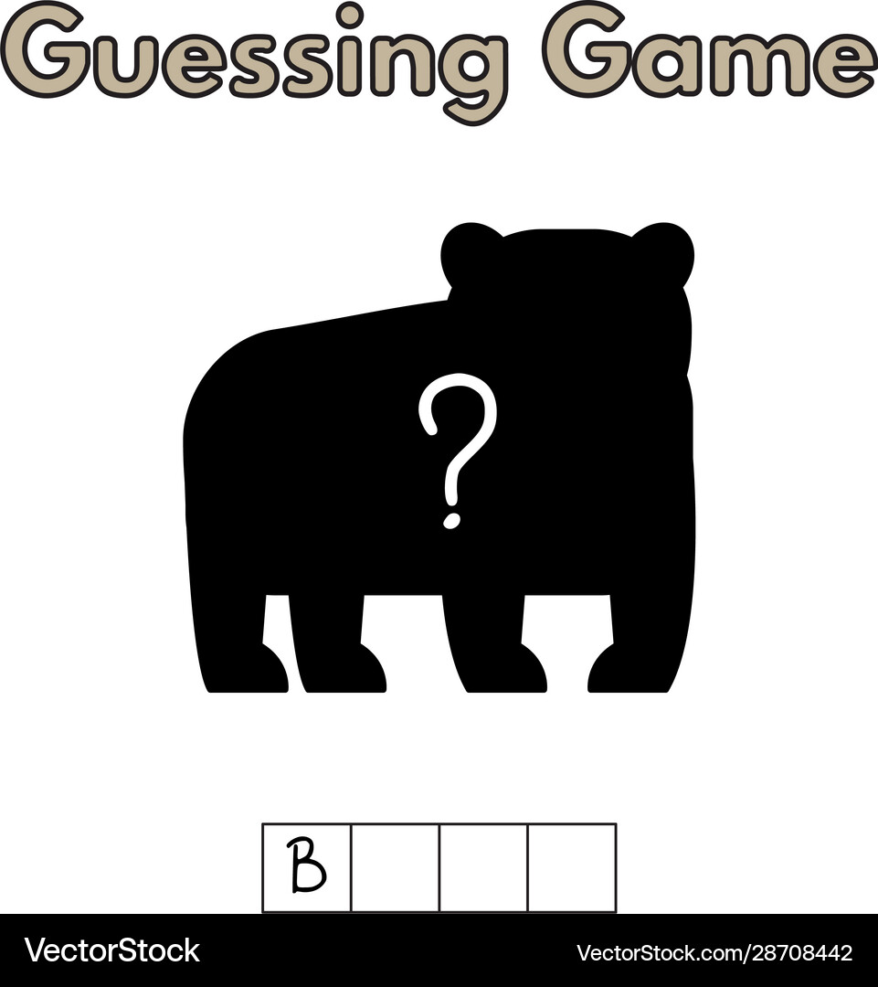 Cartoon bear guessing game Royalty Free Vector Image