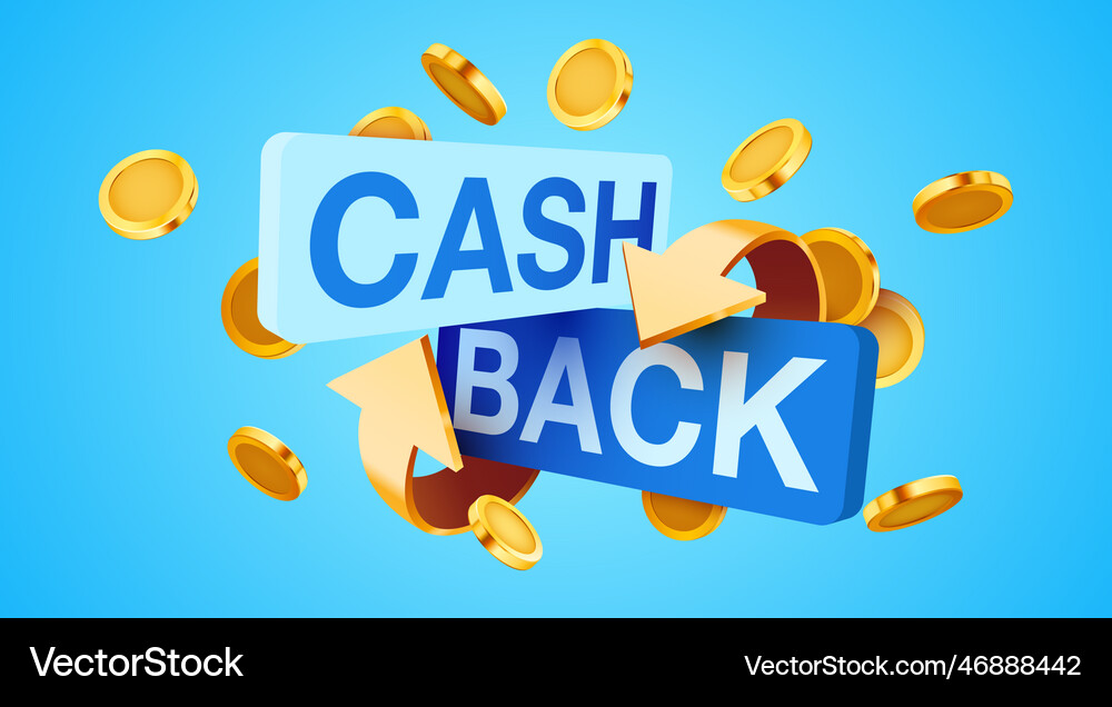 Cashback icon isolated on blue background Vector Image