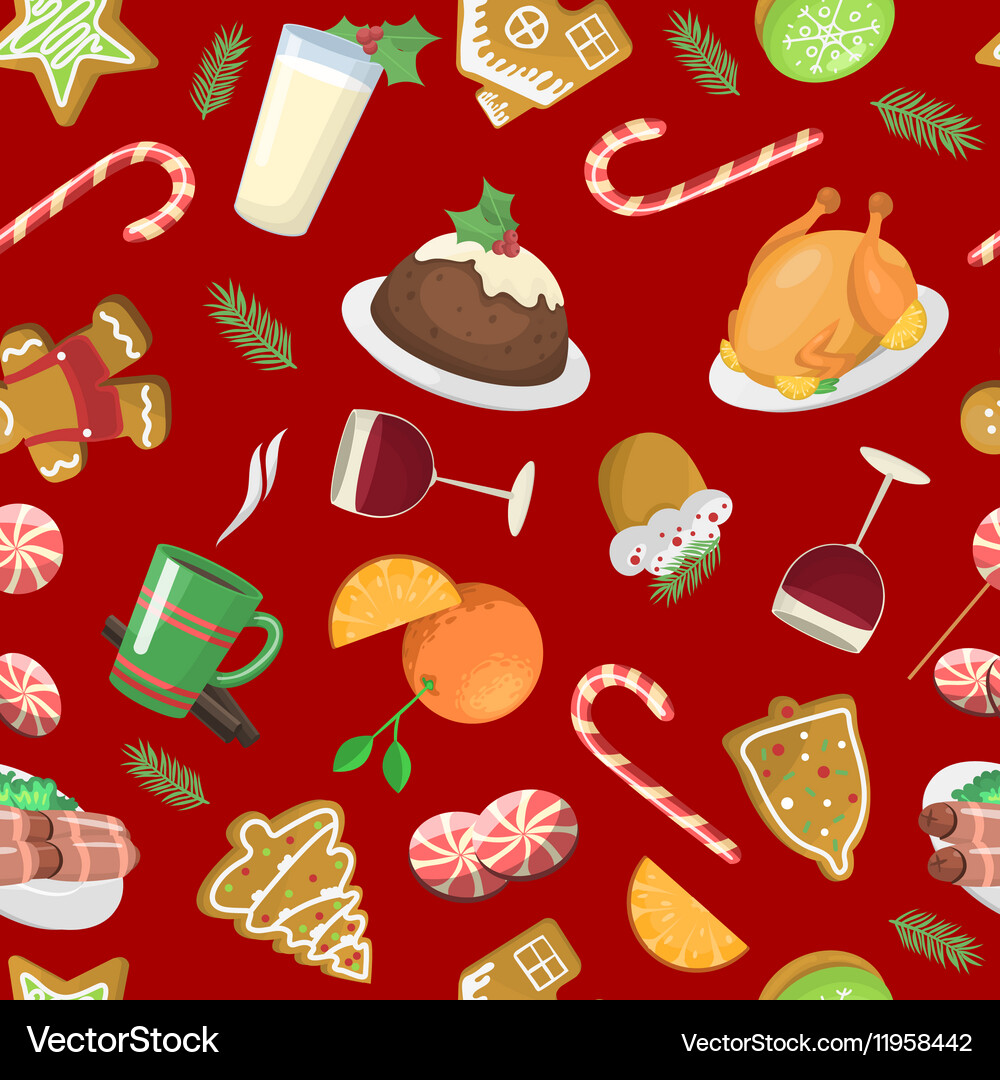 Christmas food pattern Royalty Free Vector Image