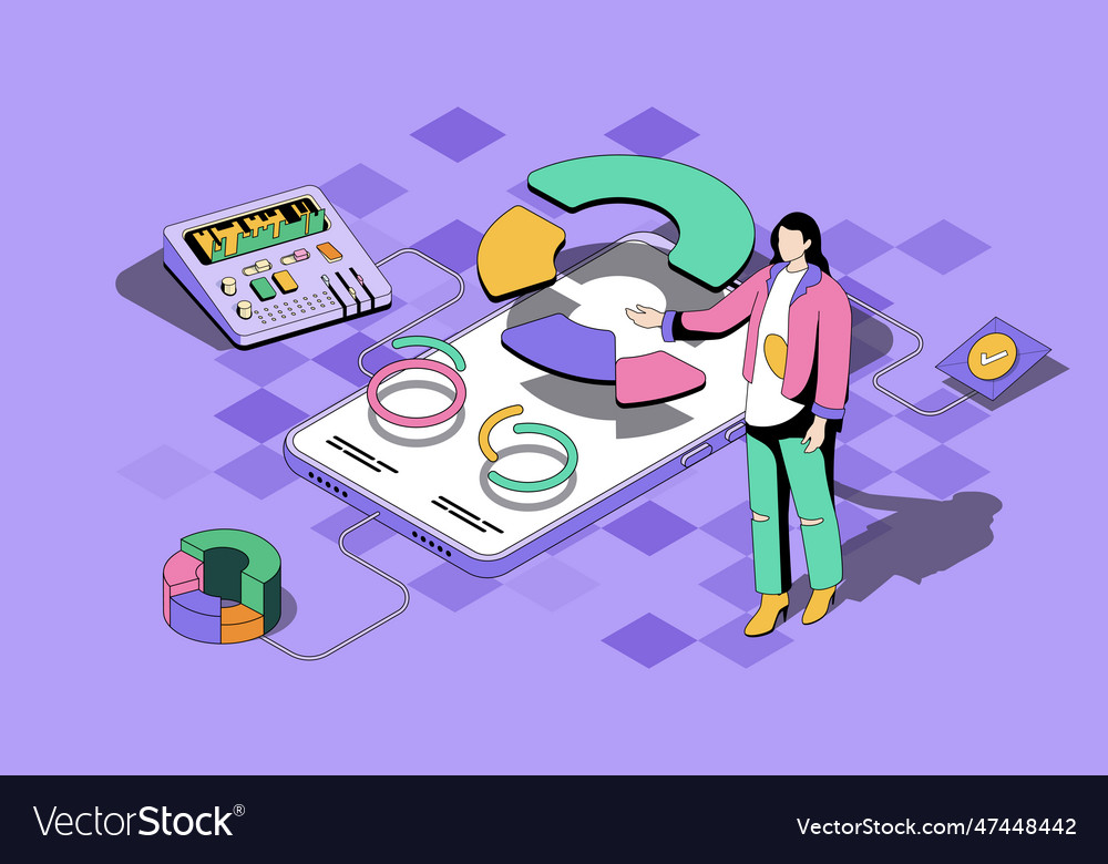 Data analysis concept in 3d isometric design Vector Image