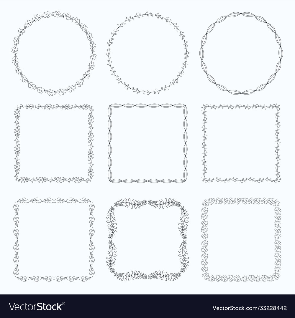 Decorative frames and borders square set Vector Image
