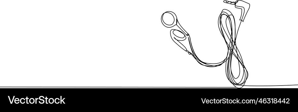 Earphones one line art continuous drawing Vector Image