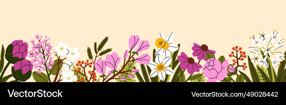 Floral border botanical background blossomed Vector Image