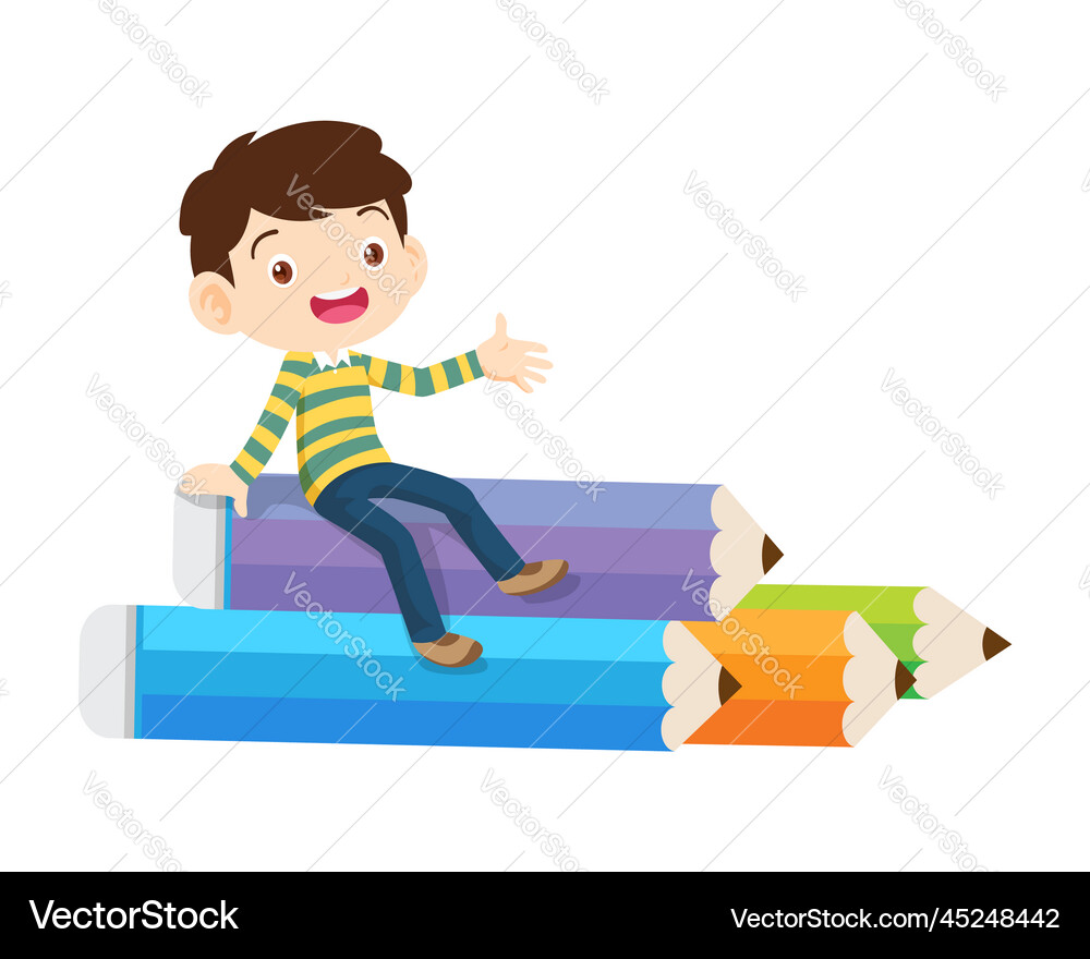 Happy children reading book back to school Vector Image