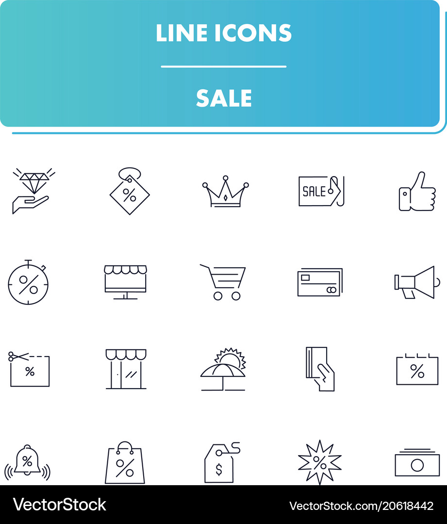 Line icons set sale Royalty Free Vector Image - VectorStock