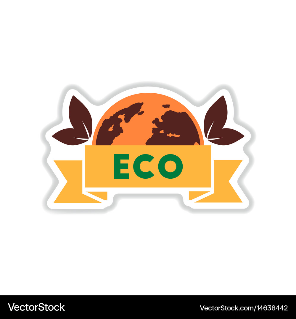 Paper sticker on white background eco symbol Vector Image