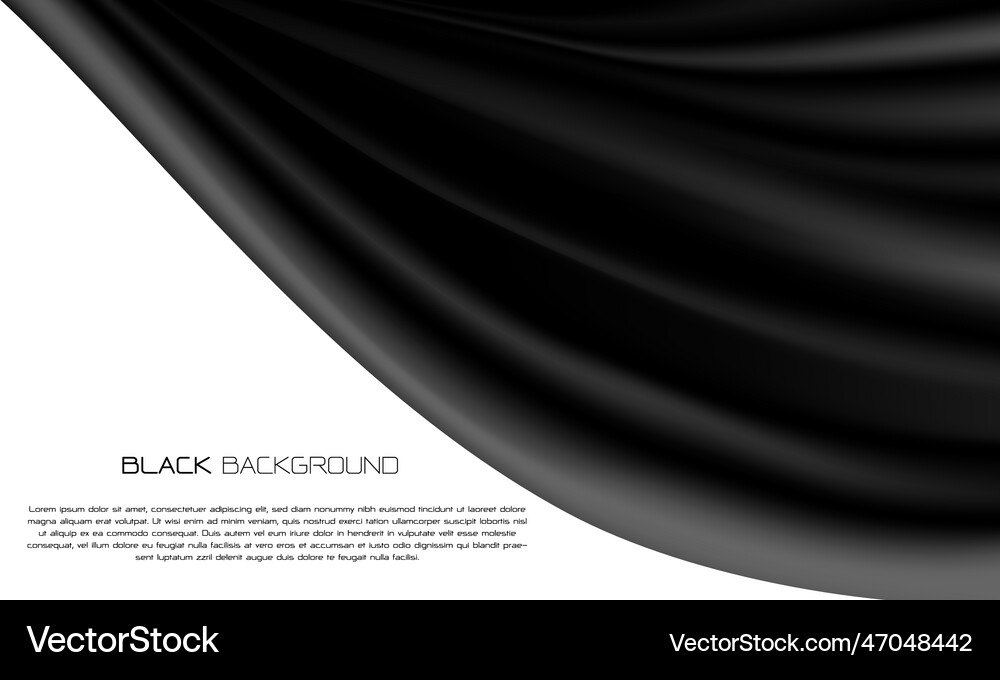 Realistic black fabric curtain curve wave Vector Image