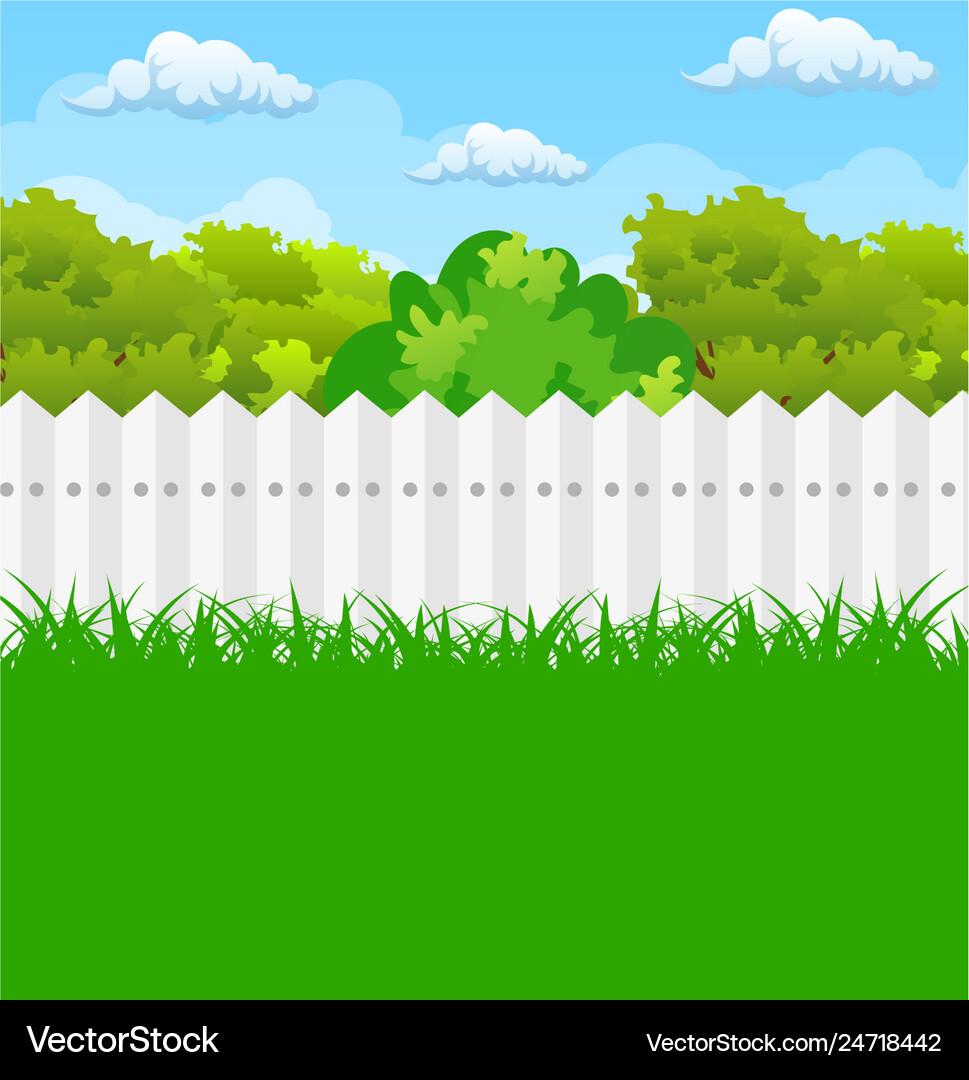 Summer garden with bushes and tree Royalty Free Vector Image