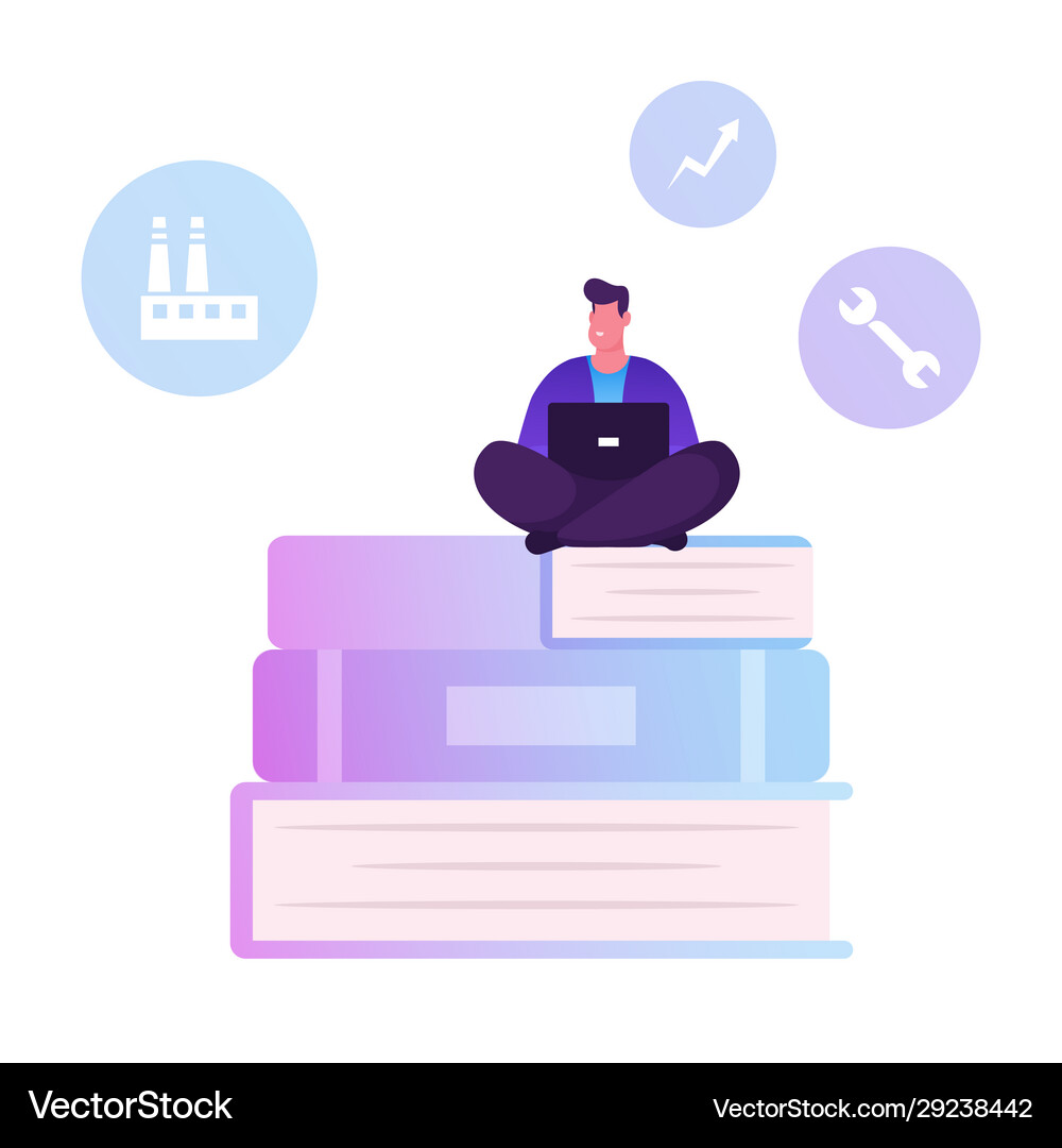 Users manual brochure faq concept man sitting on Vector Image