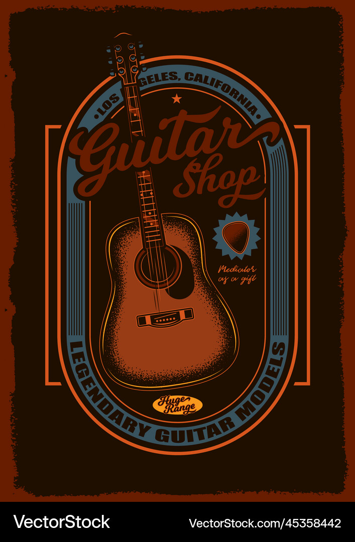 Vintage Music Store Poster Royalty Free Vector Image