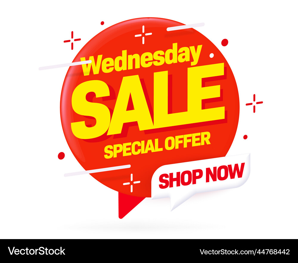 Wednesday sale sticker label template Royalty Free Vector