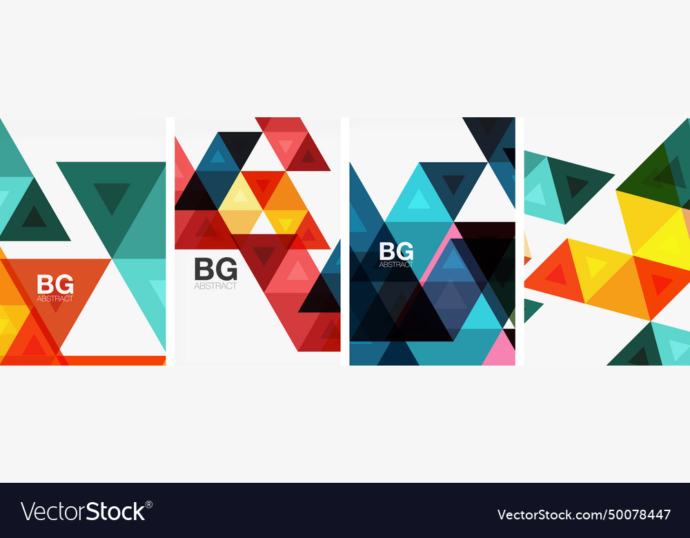 Bright colorful triangle geometric posters Vector Image