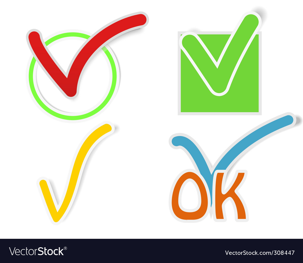 Check Mark Stickers Royalty Free Vector Image - Vectorstock