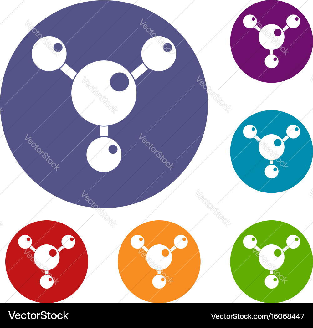 Chemical and physical molecules icons set Vector Image