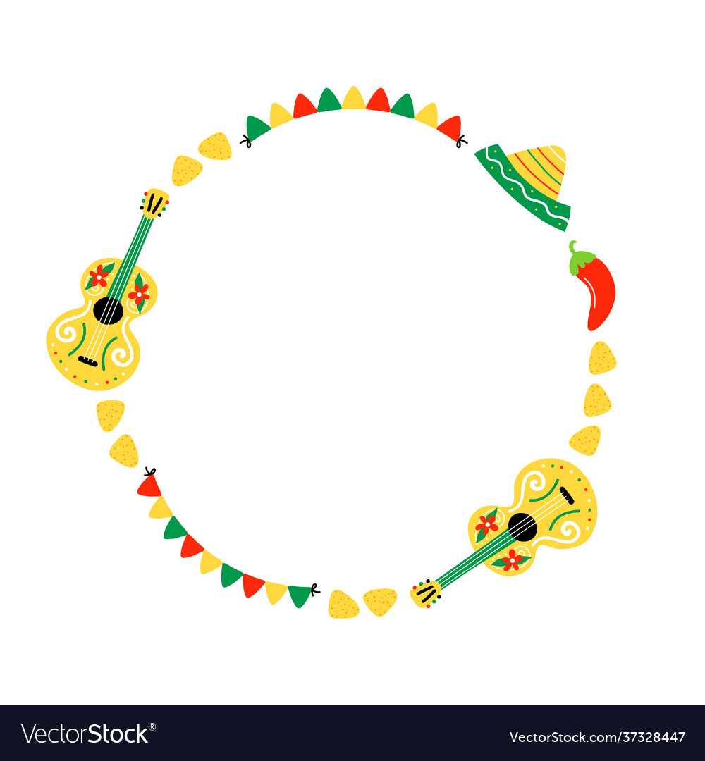Cinco de mayo colorful mexican round frame Vector Image