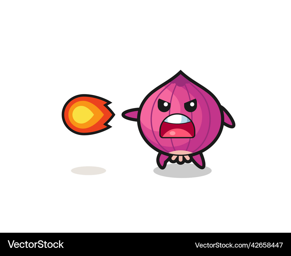 Cute onion mascot is shooting fire power Vector Image