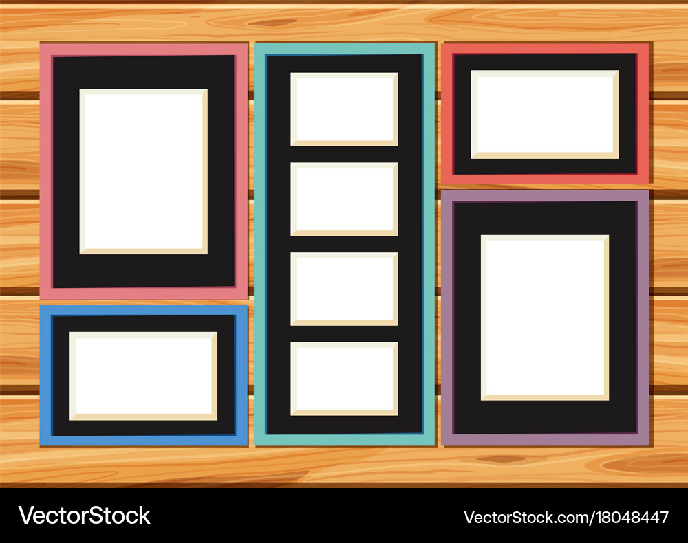 Different sizes of picture frames on the wall Vector Image