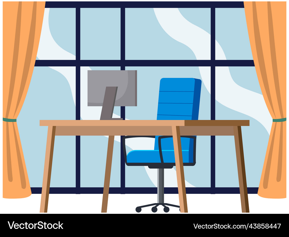 Empty office workplace interior design furniture Vector Image