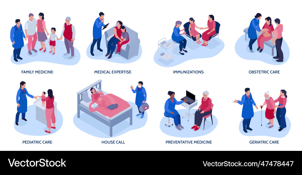 Family doctor circle compositions Royalty Free Vector Image