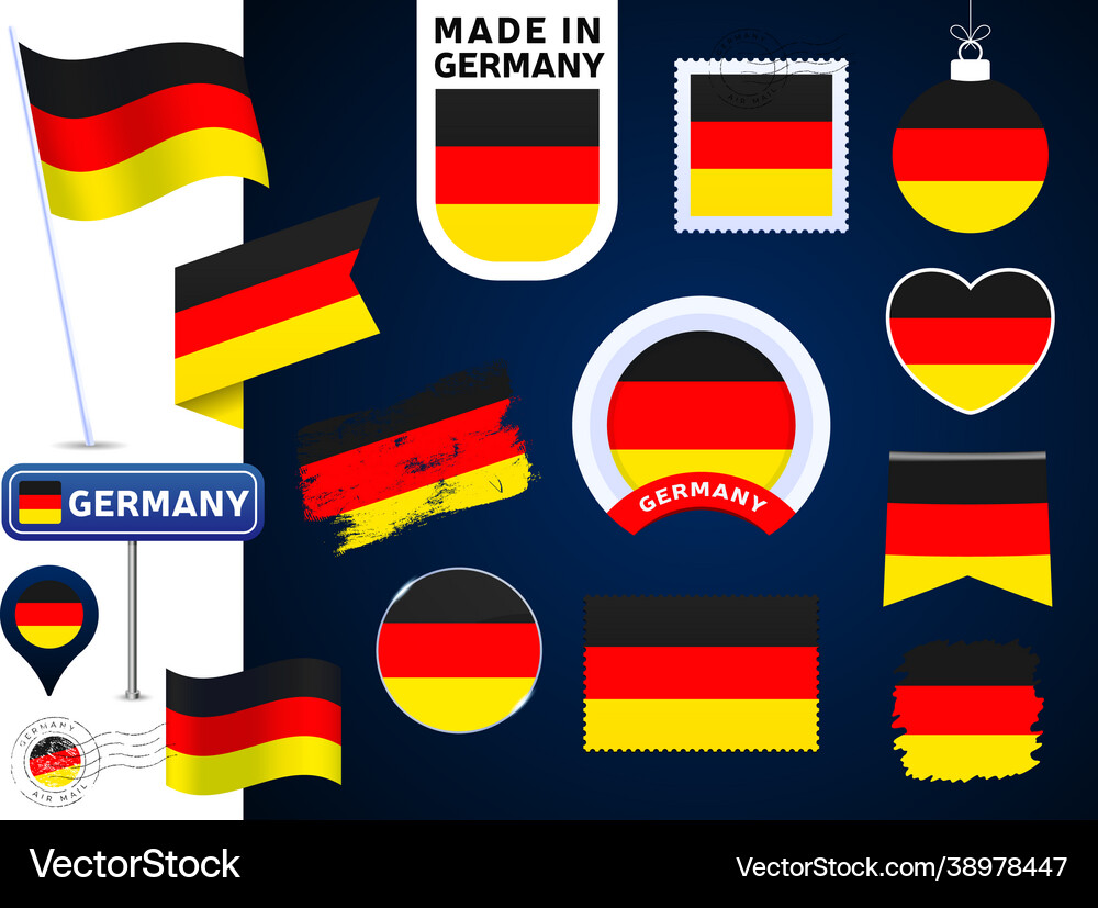Germany flag collection big set national flag Vector Image