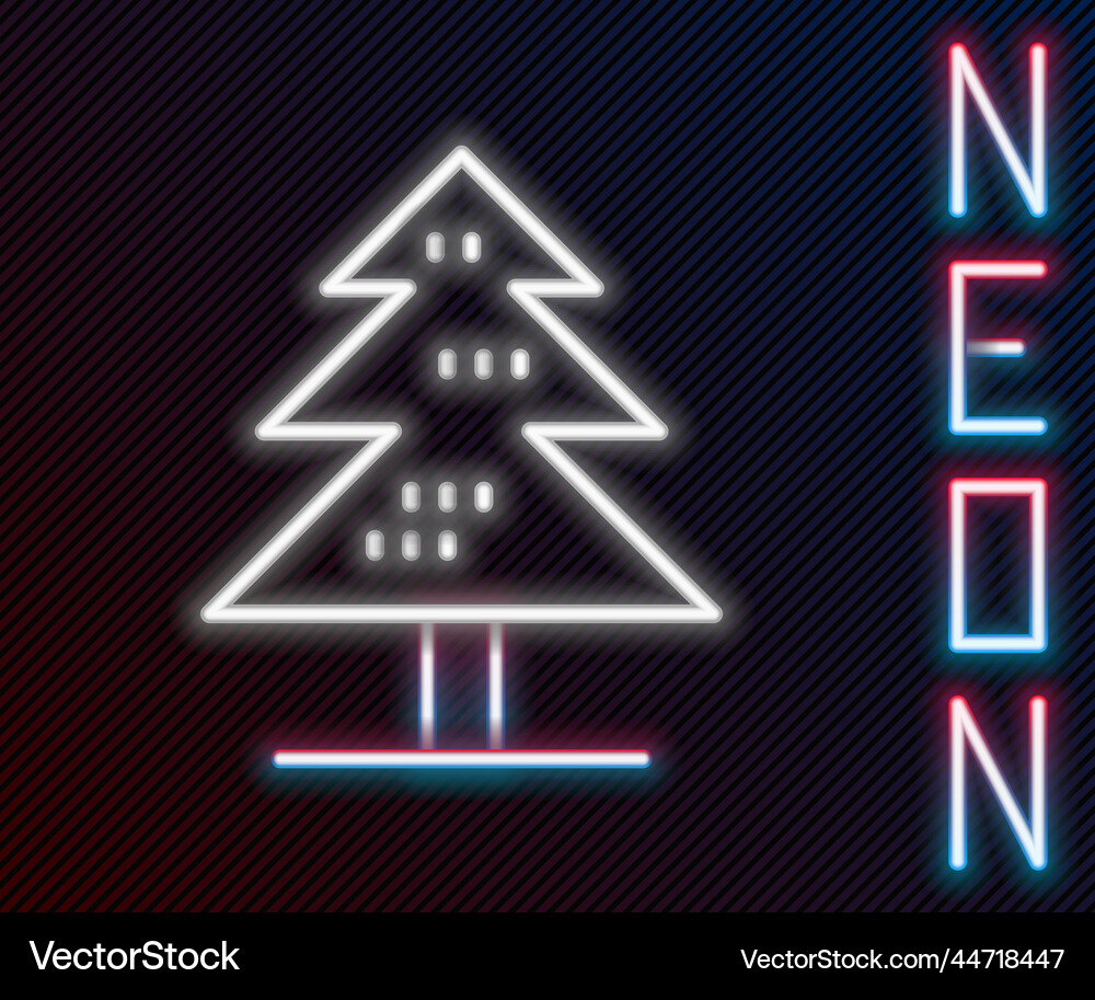 Glowing neon line tree icon isolated on black Vector Image
