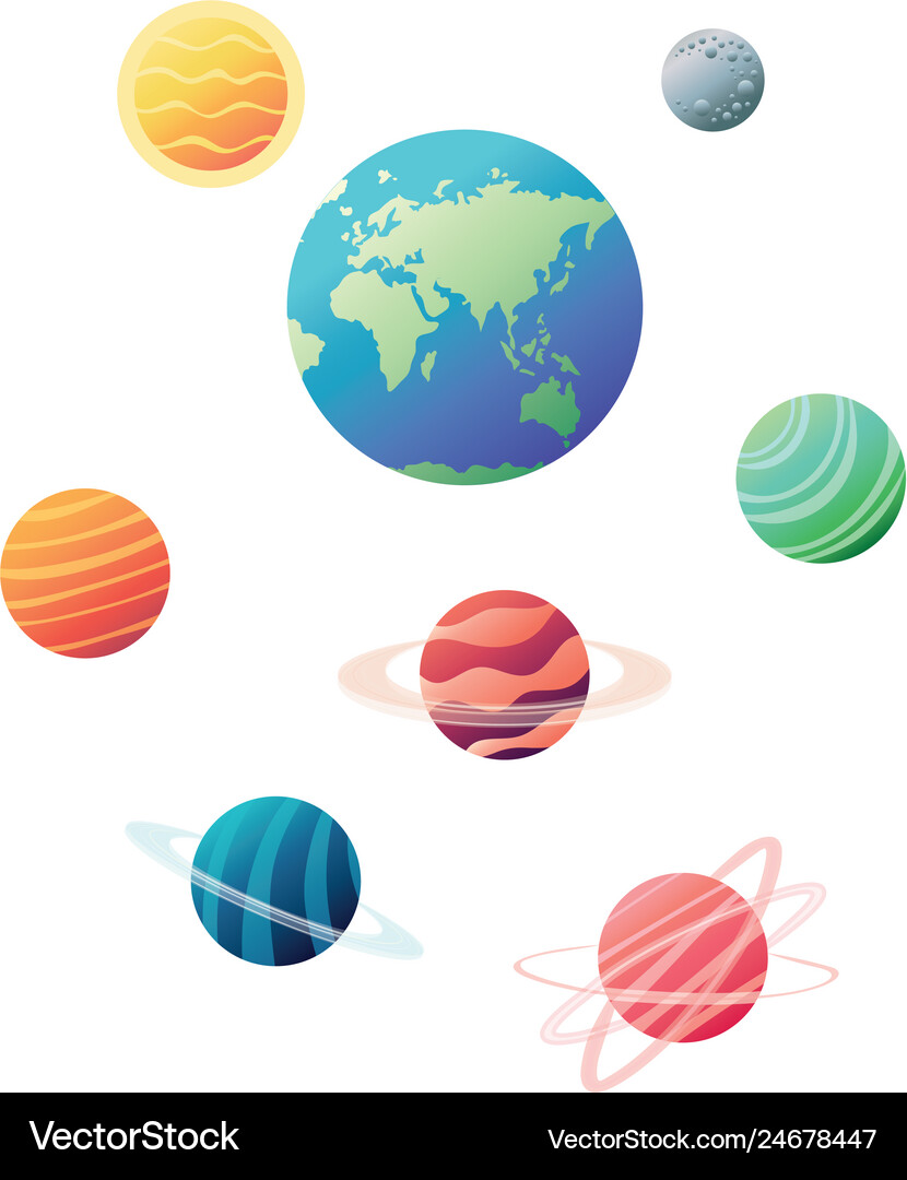 Planets of the solar system isolated icon Vector Image