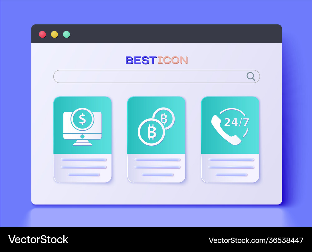 Set cryptocurrency coin bitcoin computer monitor Vector Image