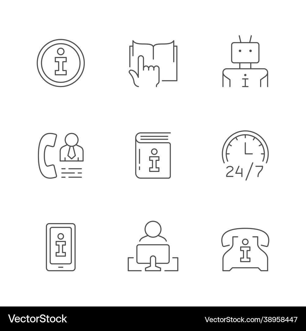 Set line icons info and help center Royalty Free Vector