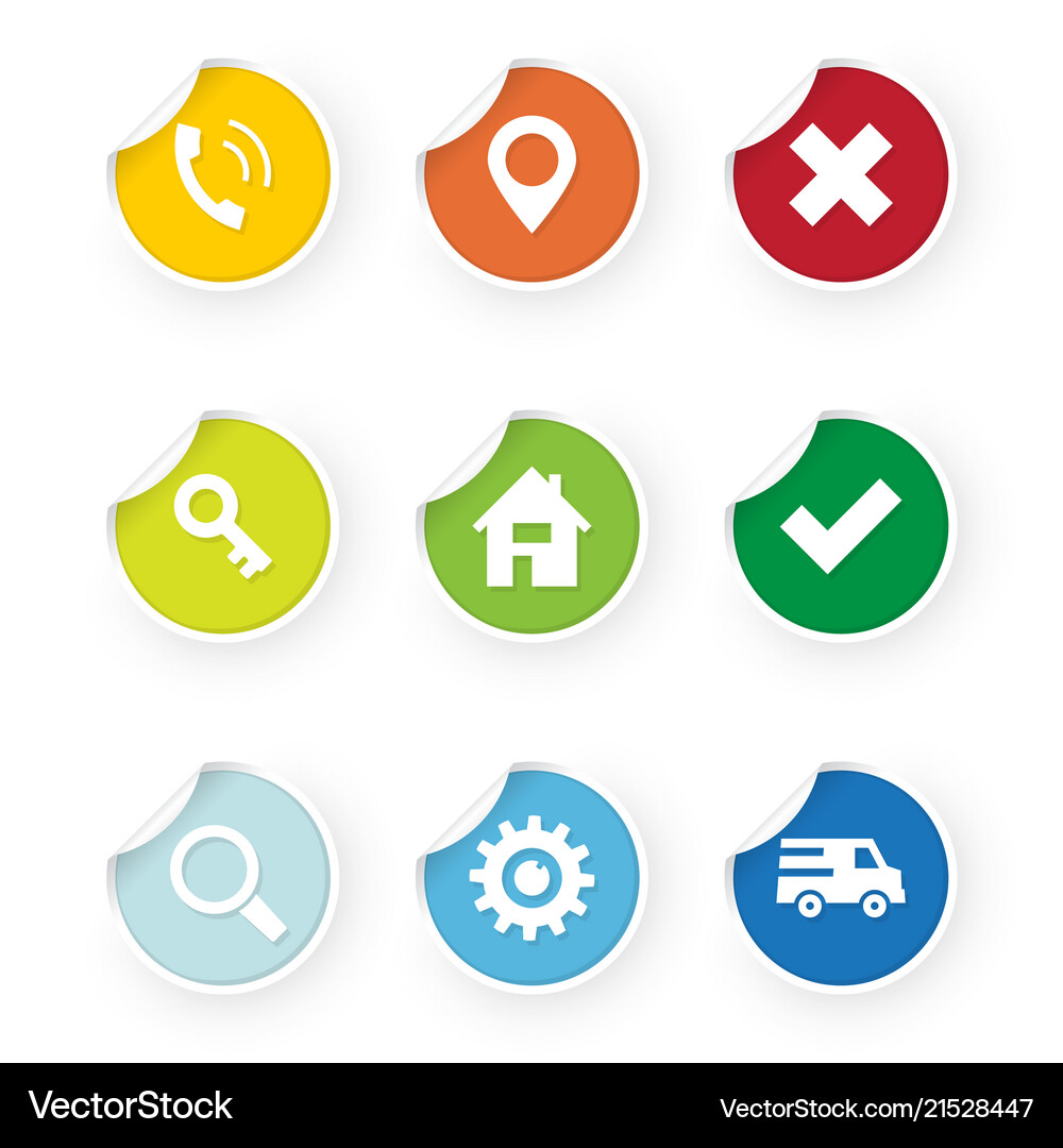 Set of web icons colored stickers Royalty Free Vector Image