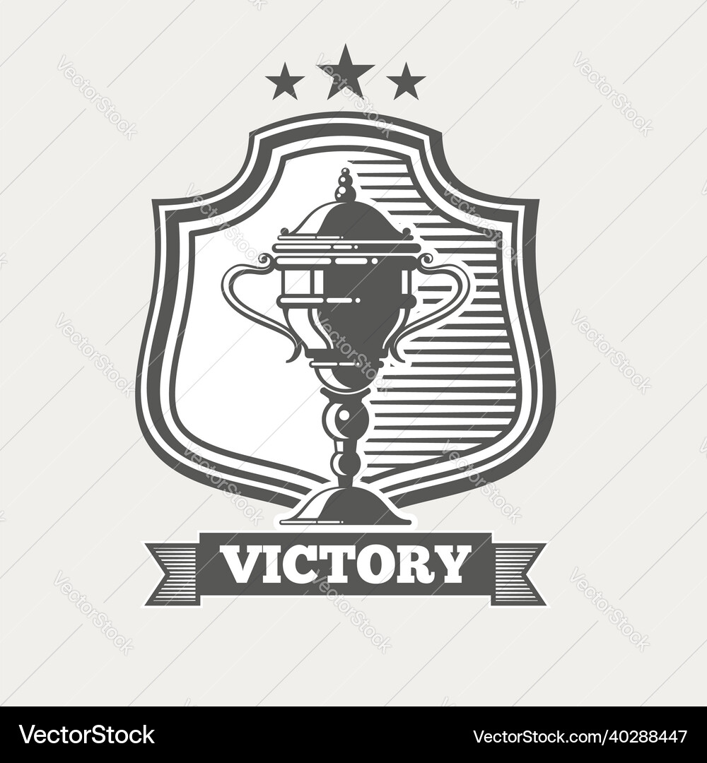 Trophy cup champion label Royalty Free Vector Image