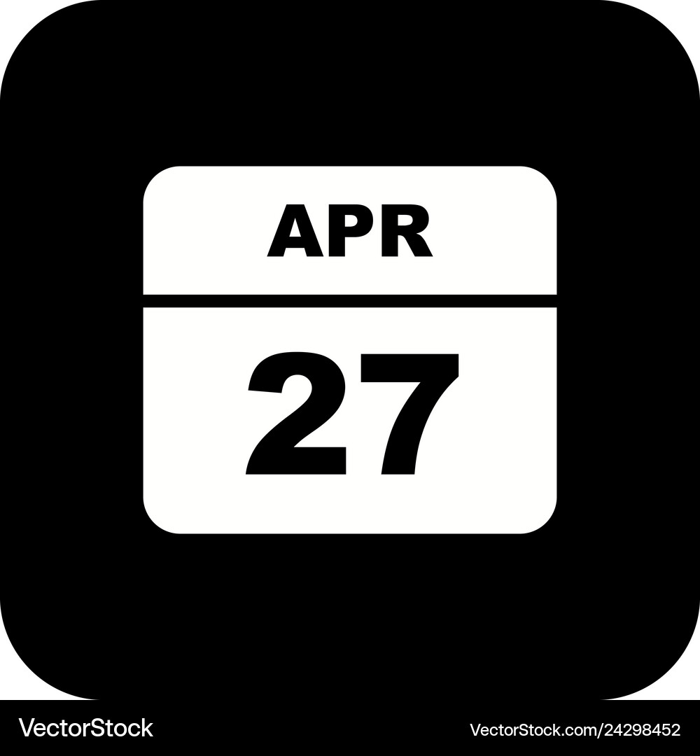 April 27th date on a single day calendar Vector Image