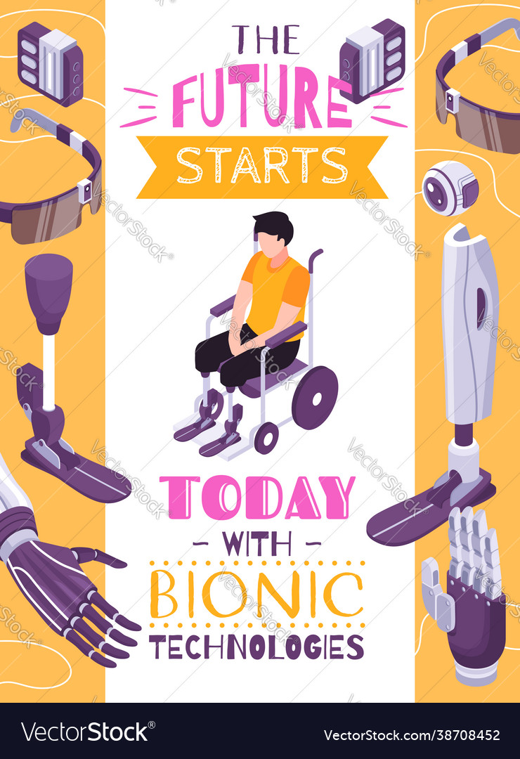 Bionic prosthesis isometric concept Royalty Free Vector