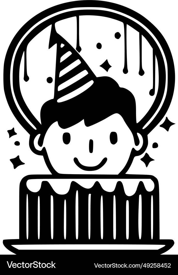 Birthday - black and white isolated icon Vector Image